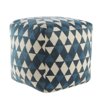 Laddha Home Designs 18" Cream and Navy Geometric Tufted Square Wool ...