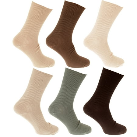 Mens Bamboo Super Soft Work/Casual Non Elastic Top Socks (Pack Of 6 ...