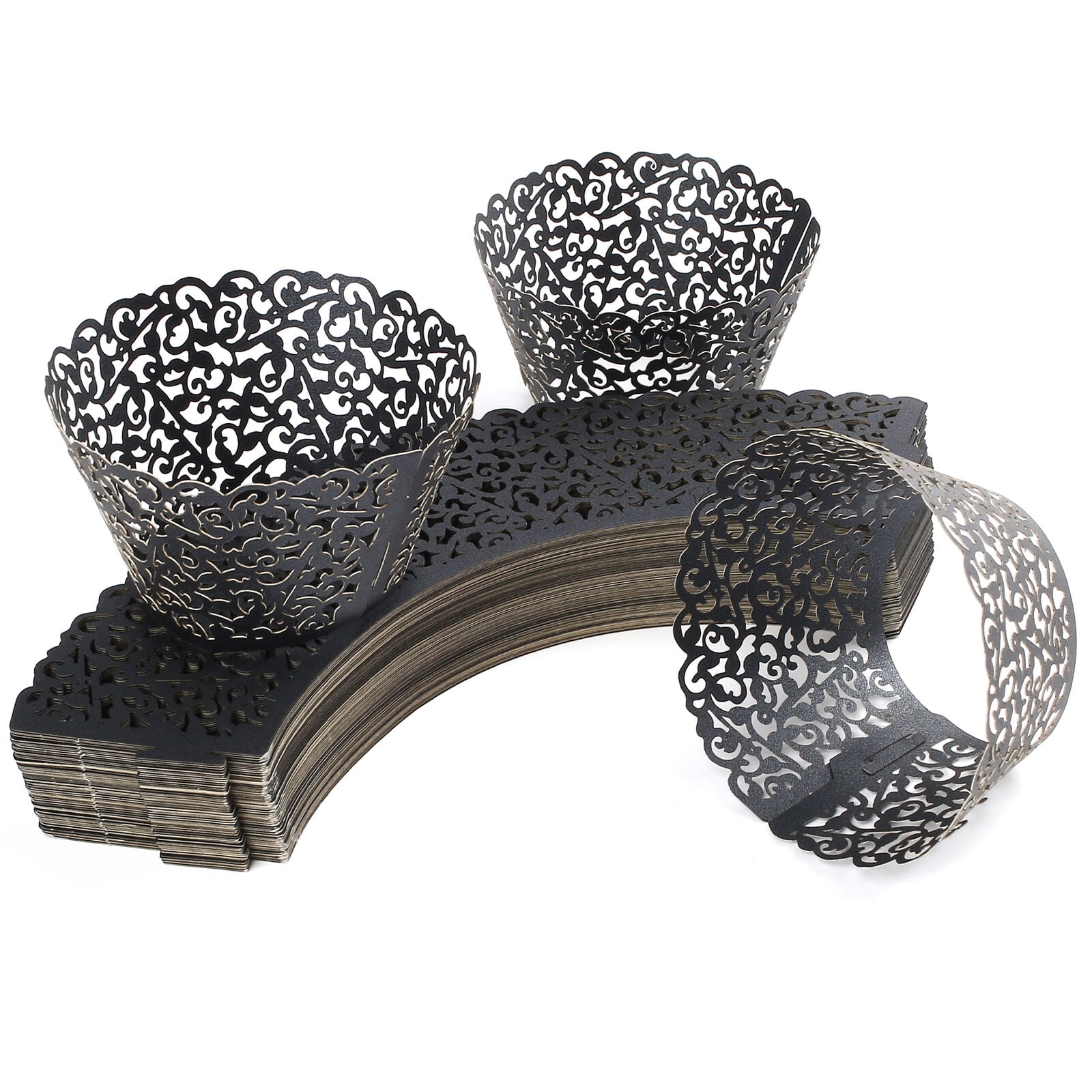 200x Cupcake Wrappers Bake Liners Cake Paper Filigree Vine Laser Baking ...