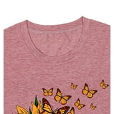 YI XIANG RAN Sunflower Butterflies Shirt Womens Sunflower Butterfly ...