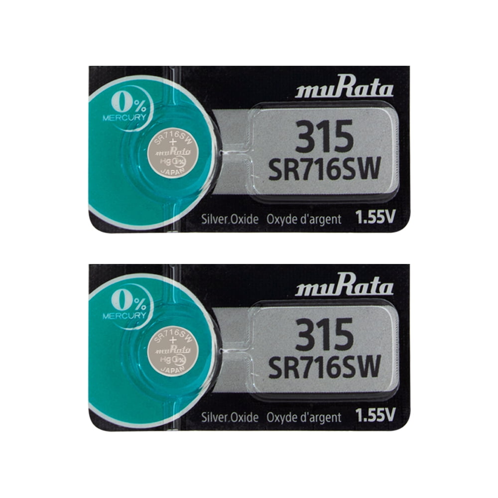 2 x Murata 315 Silver Oxide Button Cell Watch Battery 0% Mercury ...
