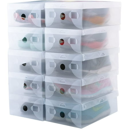 10 Smart Storage Containers Foldable Clear Shoe Box Set - - | Walmart ...