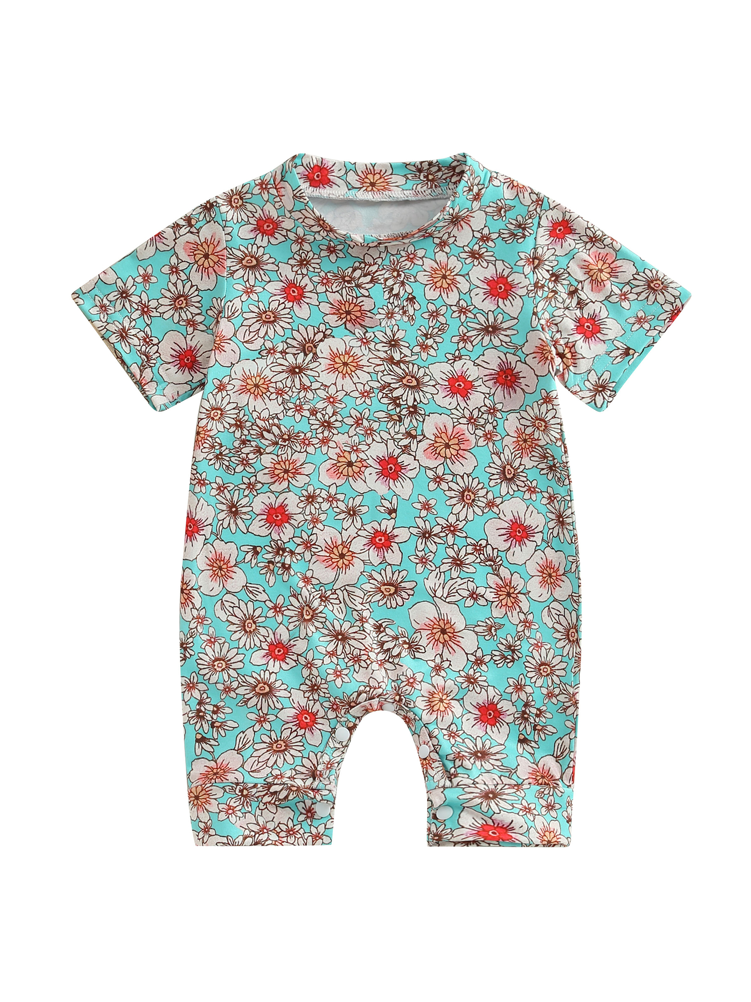 Bagilaanoe Newborn Baby Girl Summer Jumpsuit Floral Print Short Sleeve Bodysuit 6M 12M 18M 24M ...
