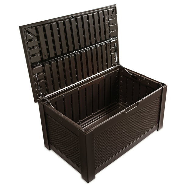 Rubbermaid Patio Chic Deck Box Storage Bench, Dark Teak - Walmart.com