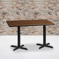Pemberly Row 30" x 60" Restaurant Dining Table in Black and Walnut ...