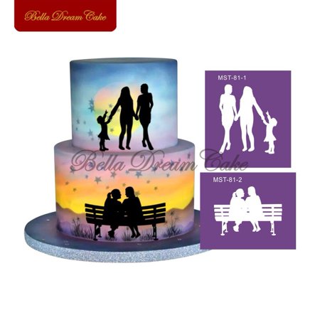 Couple&Family Design Mesh Stencil Set Fondant Lace Mold Cake Decorating ...