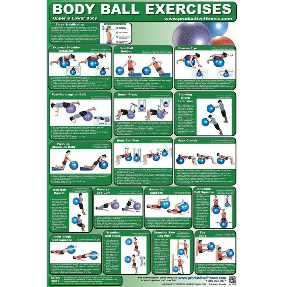 Productive Fitness Home Gym Work Out Poster - Laminated (Many Exercises ...