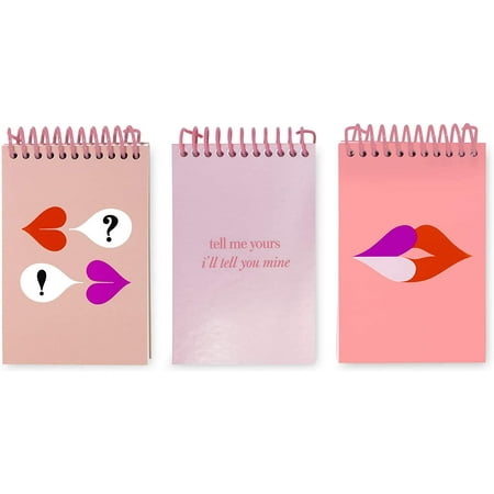 Kate Spade New York Pink Mini Spiral Notepad Set of 3, Heart Lips ...