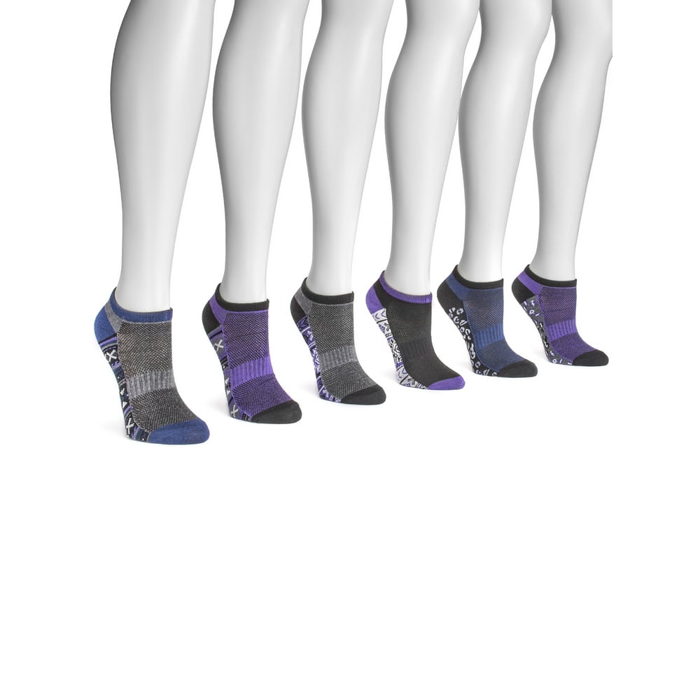 Women's 6 Pair Pack No Show Compression Arch Socks - Walmart.com ...