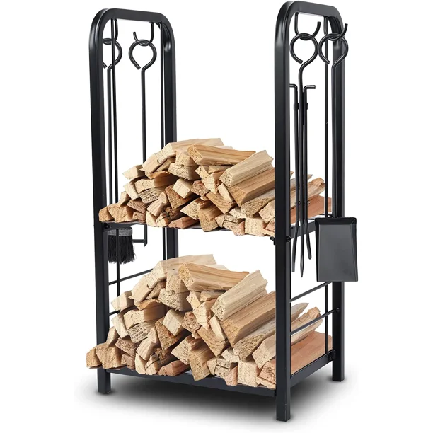 SereneLife Firewood Storage Rack - Heavy Duty Wood Stackers Organizer ...