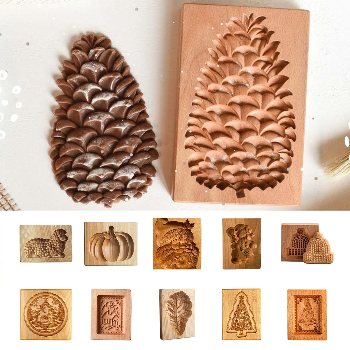 Cheers US Cookie Stamps Carved Wooden Cookie Mold Beech Provance Rose ...