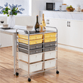 Yaheetech 12 Drawer Rolling Storage Cart, Durable Chrome-Plated Frame ...