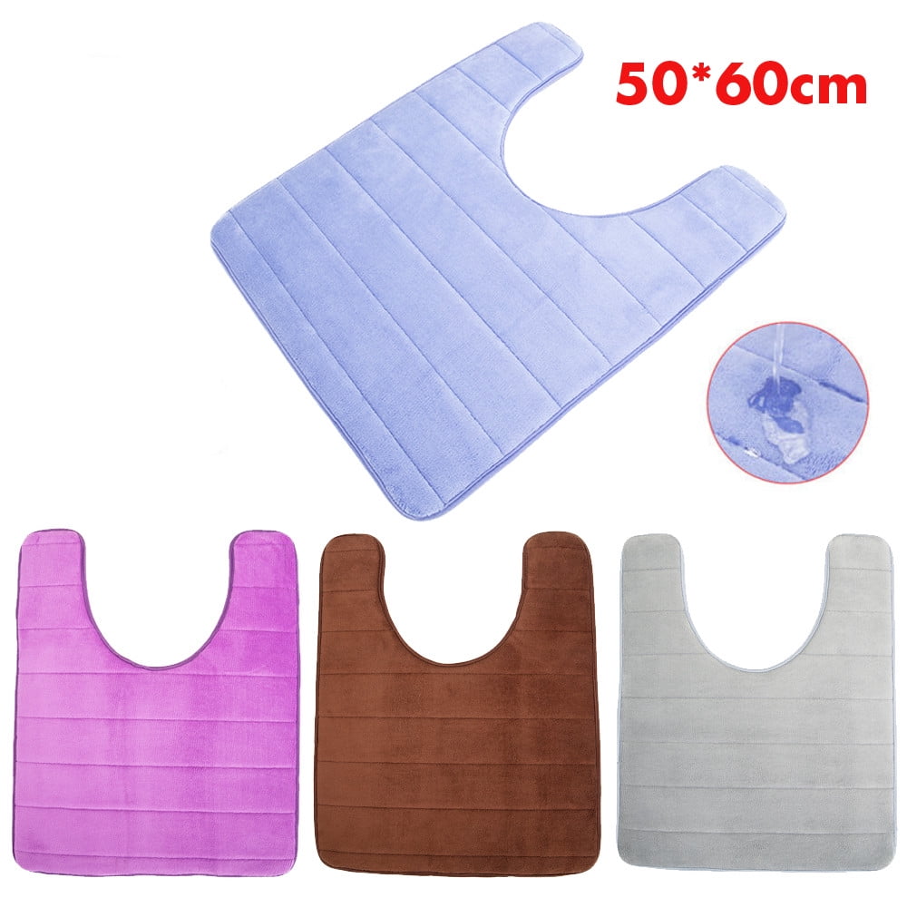 U-Shaped Contour Memory Foam Toilet Mat, Non-Slip Backing, Water ...
