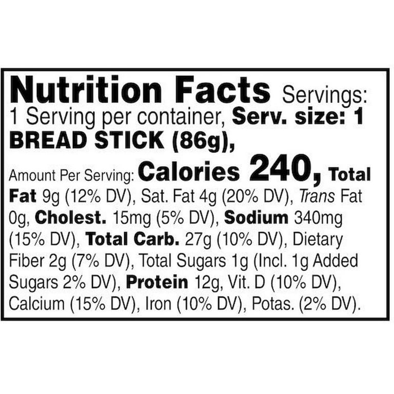 Bosco Sticks Nutrition Bread