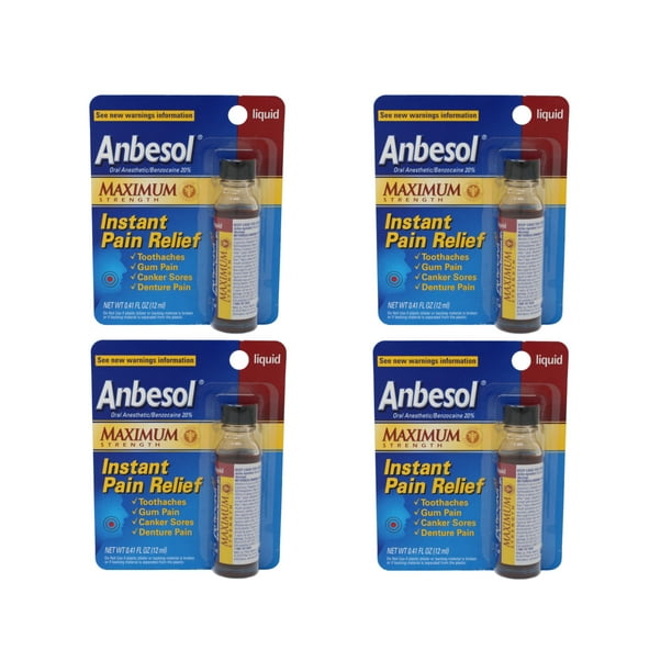 4 Pack - Anbesol Liquid Maximum Strength 0.41oz Each - Walmart.com ...