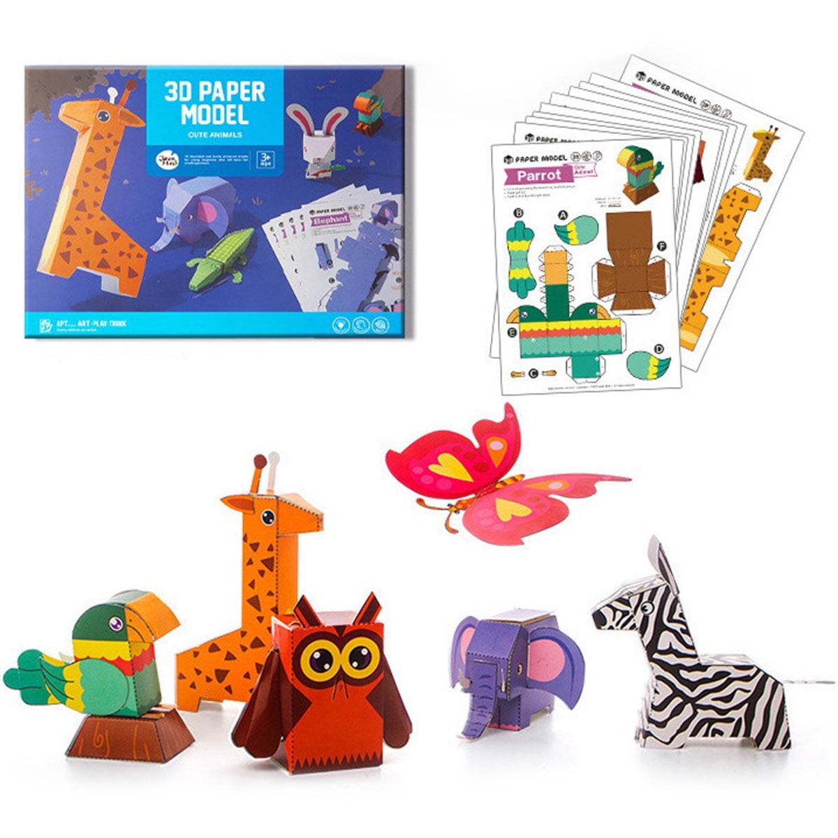 Colorido Kit De Origami Para Niños Dibujos Animados En 3D Colorido Kit ...