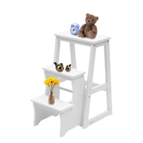 Wooden Folding Library Ladder Chair,2 in 1 Lightweight Portable ...