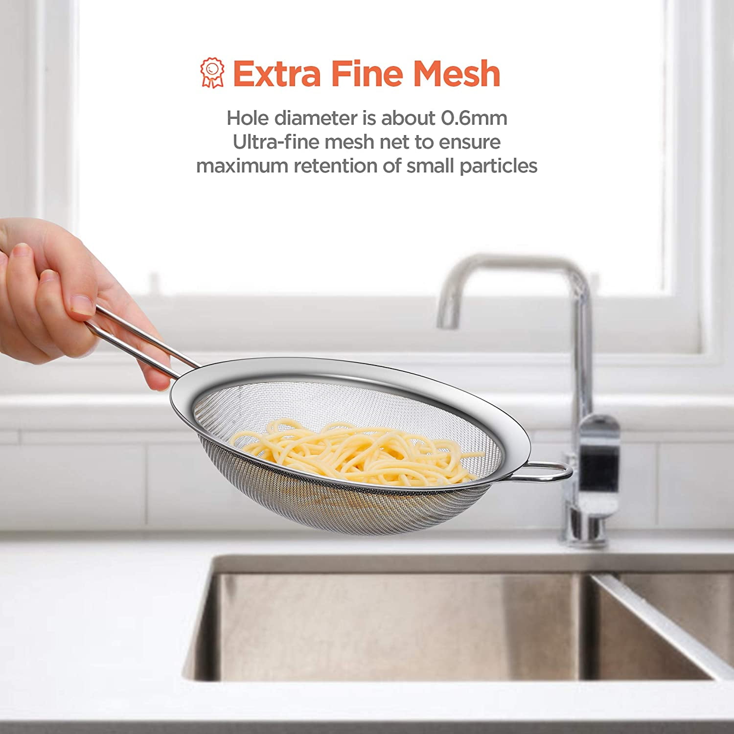 Premium Fine Stainless Steel Mesh Colander With Hanging Hole For ...