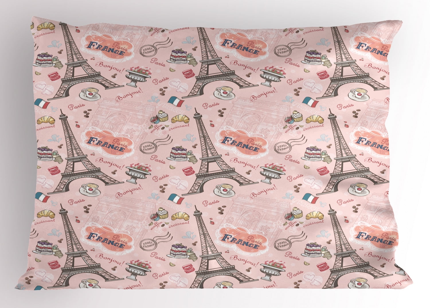 Paris Pillow Sham Romantic Elements from the Capital City of the France ...
