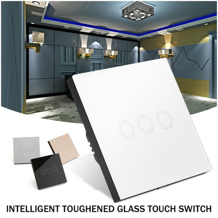 Crystal Glass Panel Smart Touch Wall Control Light Switch 3 Way 1 Gang ...