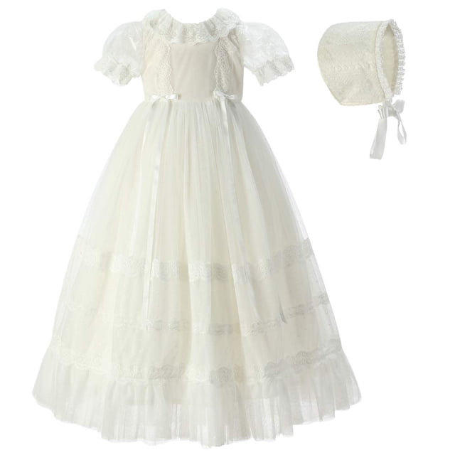 NIUBAO Baby Newborn Delicate Lace Baptism Embroidered Christening Gown ...