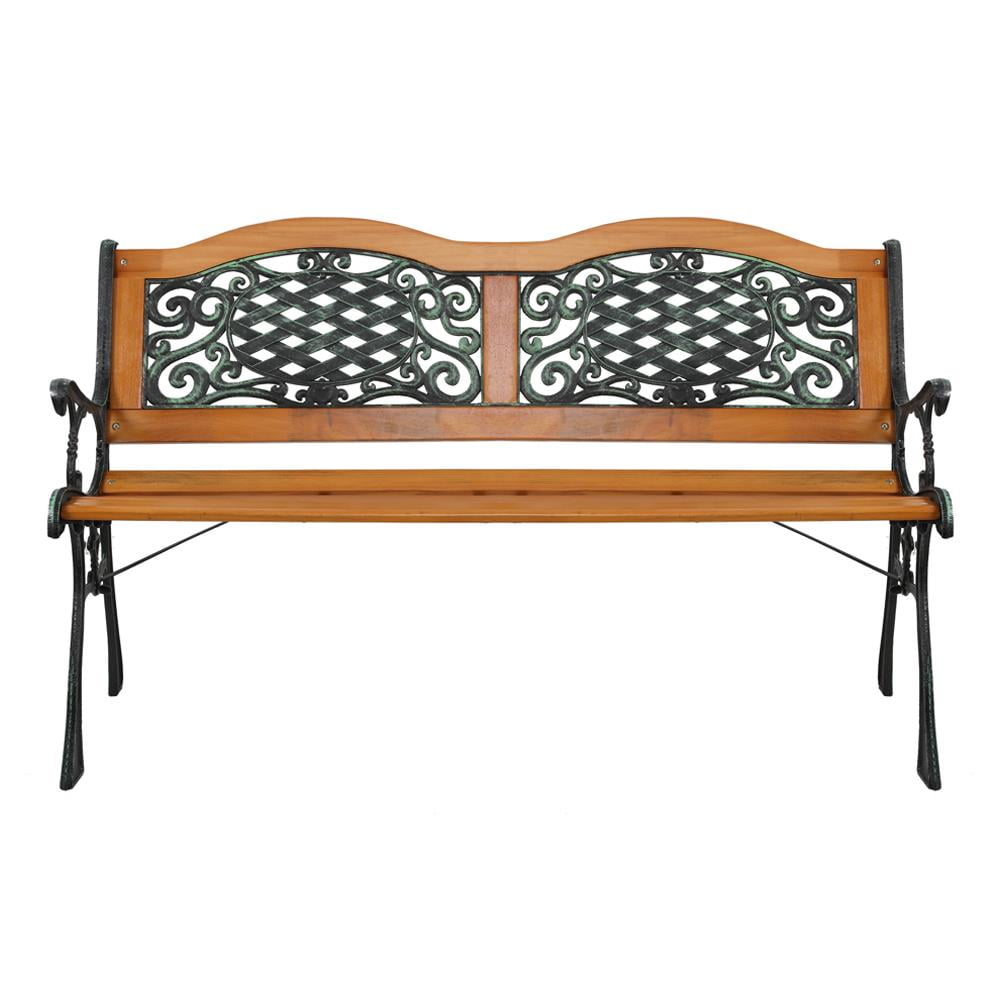 Winado 50" Slats Style Rust Resistant Hardwood Cast Iron Park Bench ...