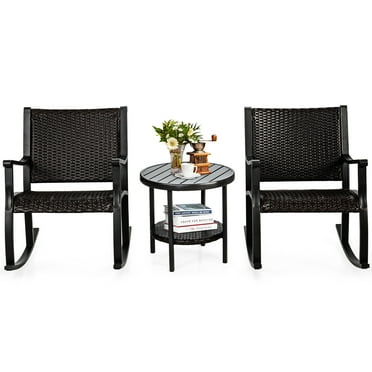 Devoko 3 Pieces Outdoor Plastic Bistro Set Patio Conversation Set with ...