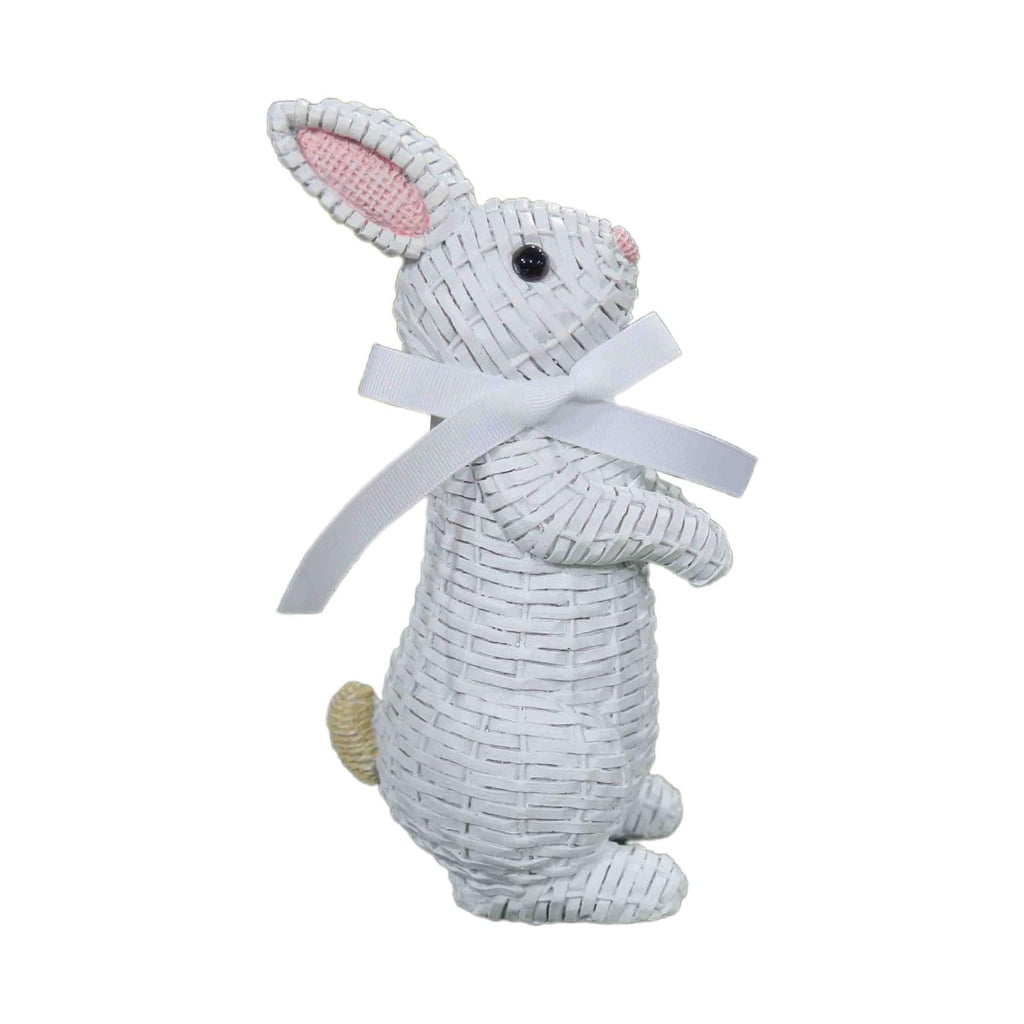 Easter Bunny Figurine Resin Rattan Woven Rabbit Statue Decorative ...