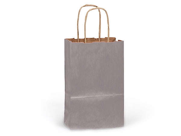 Pack Of 250, Metallic Silver Recycled Kraft Paper Shopping Bags - Rose ...