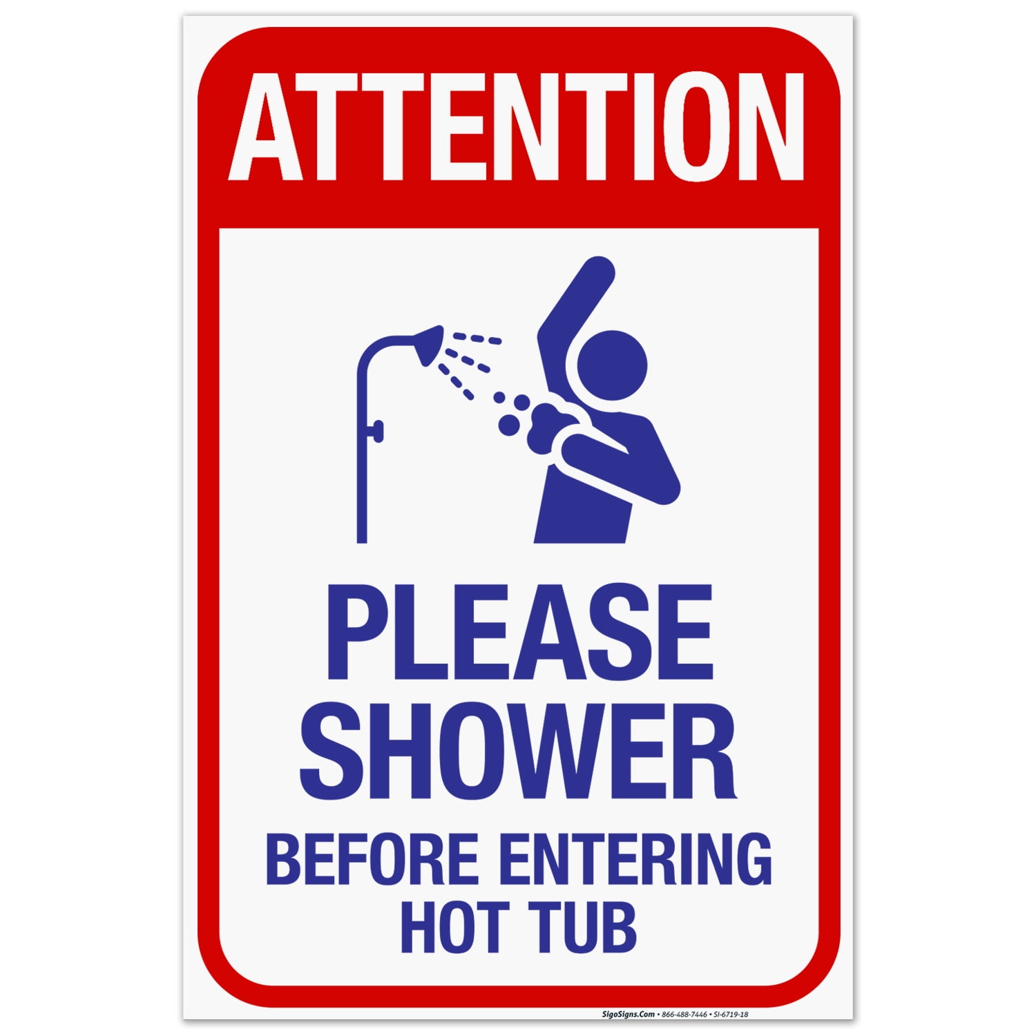 Attention Please Shower Before Entering Sign, Pool Sign, - Walmart.com