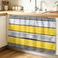 Coastal Style Cabinet Curtains Retro Gray Yellow Stripes Wood Texture ...