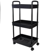Mainstays 3 Tier Round Metal Utility Cart, Rich Black, Easy Rolling ...