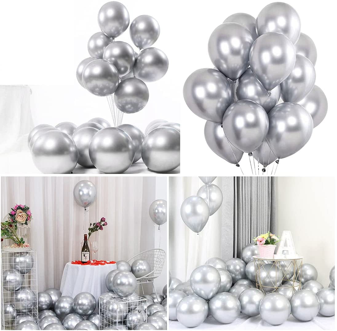 Metallic Silver Balloon, 50 Pieces Silver Balloon Balloon for Happy ...