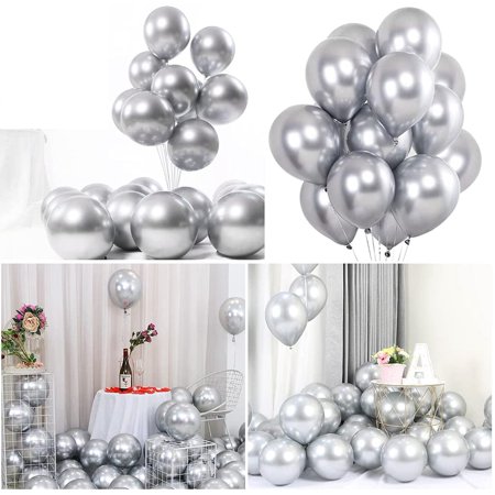 Metallic Silver Balloon, 50 Pieces Silver Balloon Balloon for Happy ...
