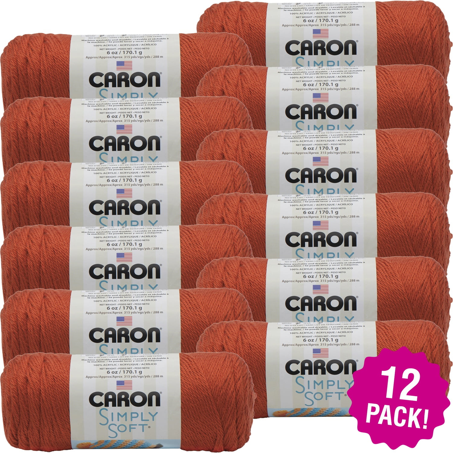 Caron Simply Soft Solids Yarn 12/Pk-Pumpkin - Walmart.com