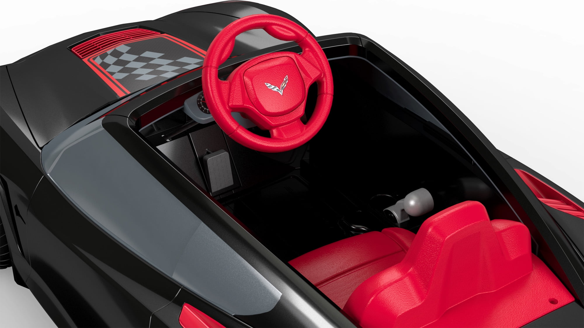 Kids Ride-On Car Black Corvette Power Wheels Red Rims Fisher-Price Toy ...