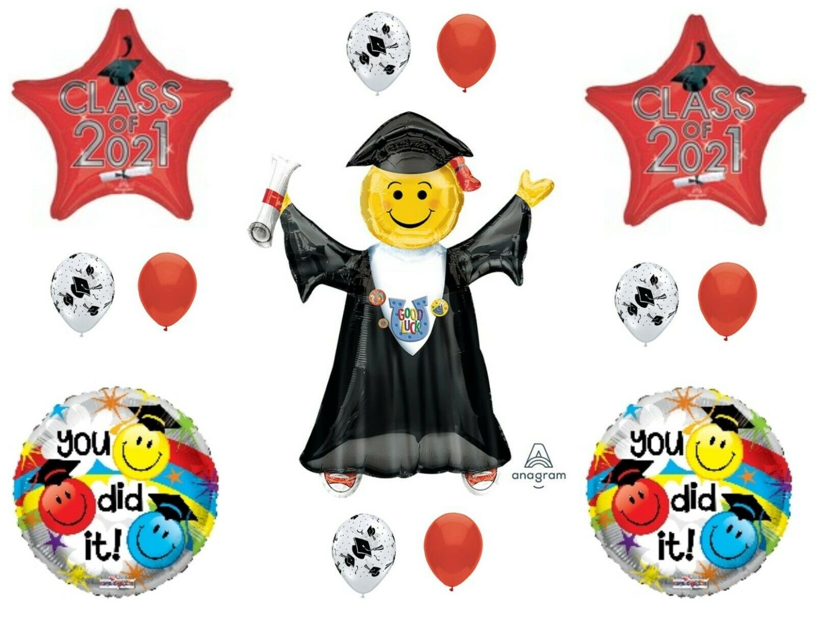 Class of 2021 Red Jumping Grad Graduation Party Balloons Decoration ...