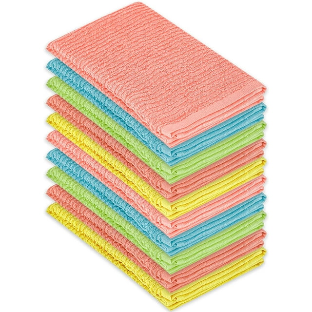 DecorRack 10 Pack Small Kitchen Dish Towels, 100% Cotton, 12 x 12 Inch ...