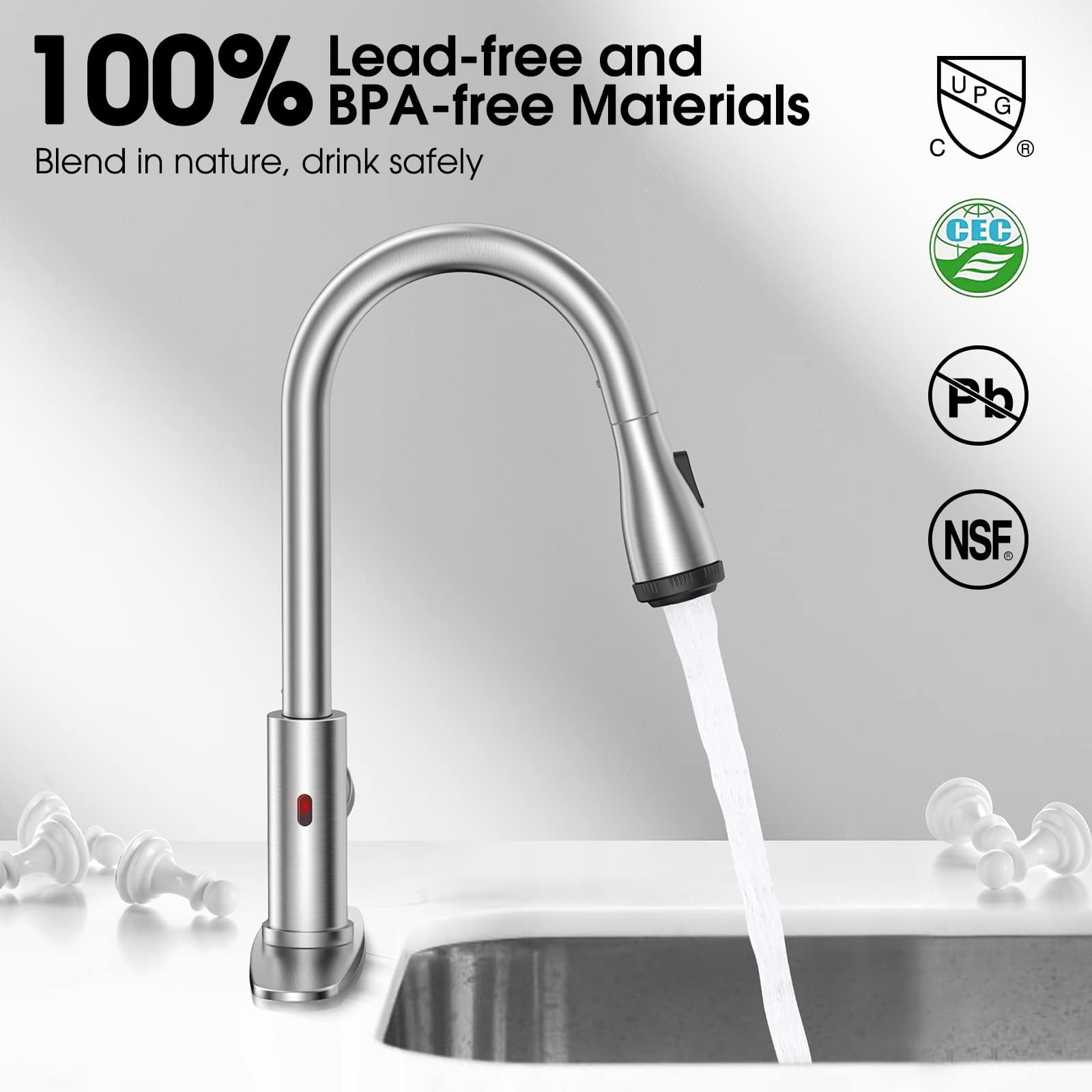 Touchless Kitchen Faucet Smart Kitchen Sink Faucet Sensor 4mode Pull