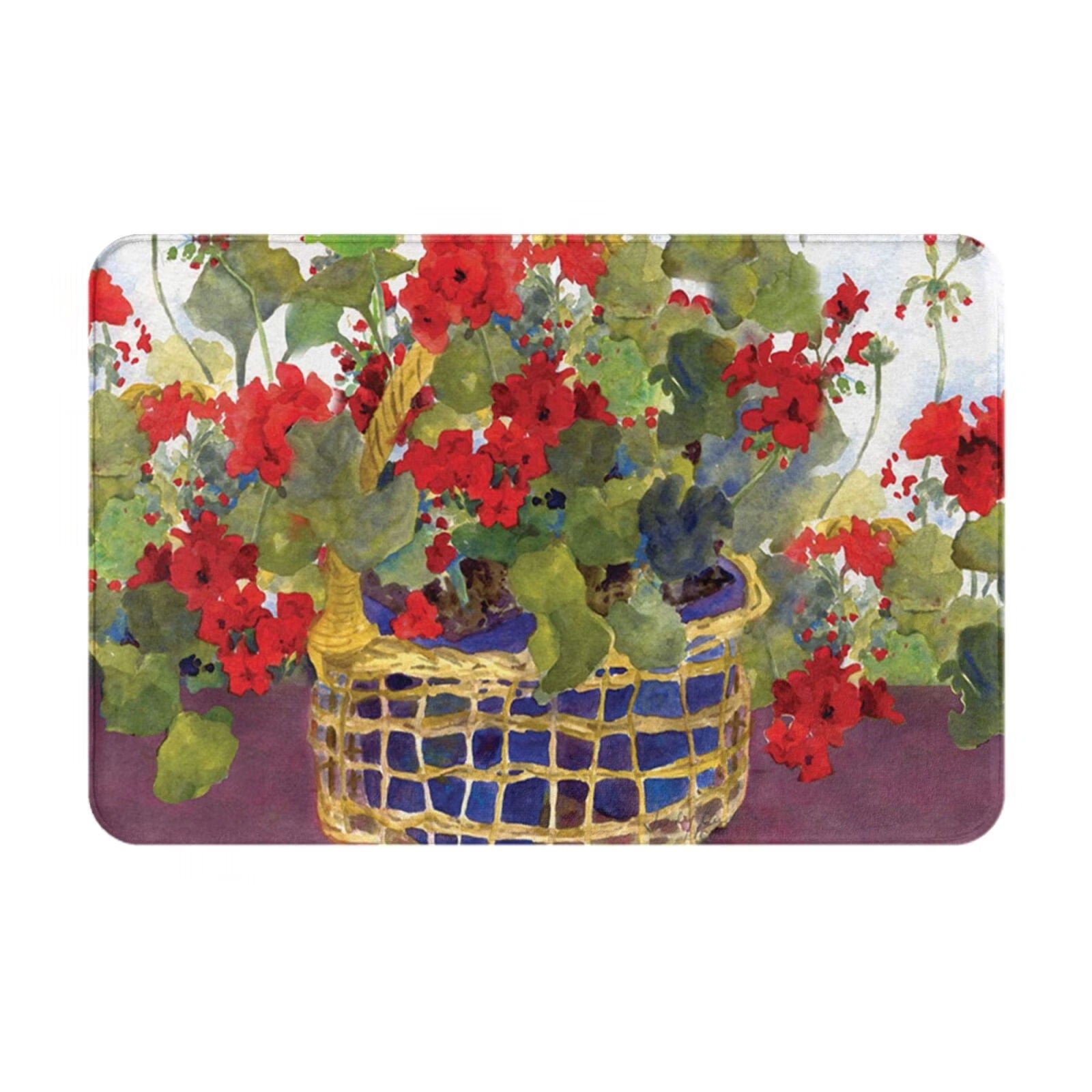JOOCAR Geranium Basket 16 x 24 Inch Decorative Floor Mat Floral ...