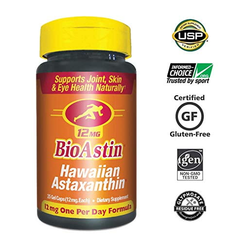 BioAstin Hawaiian Astaxanthin 12mg, 25ct - Supports Recovery from ...