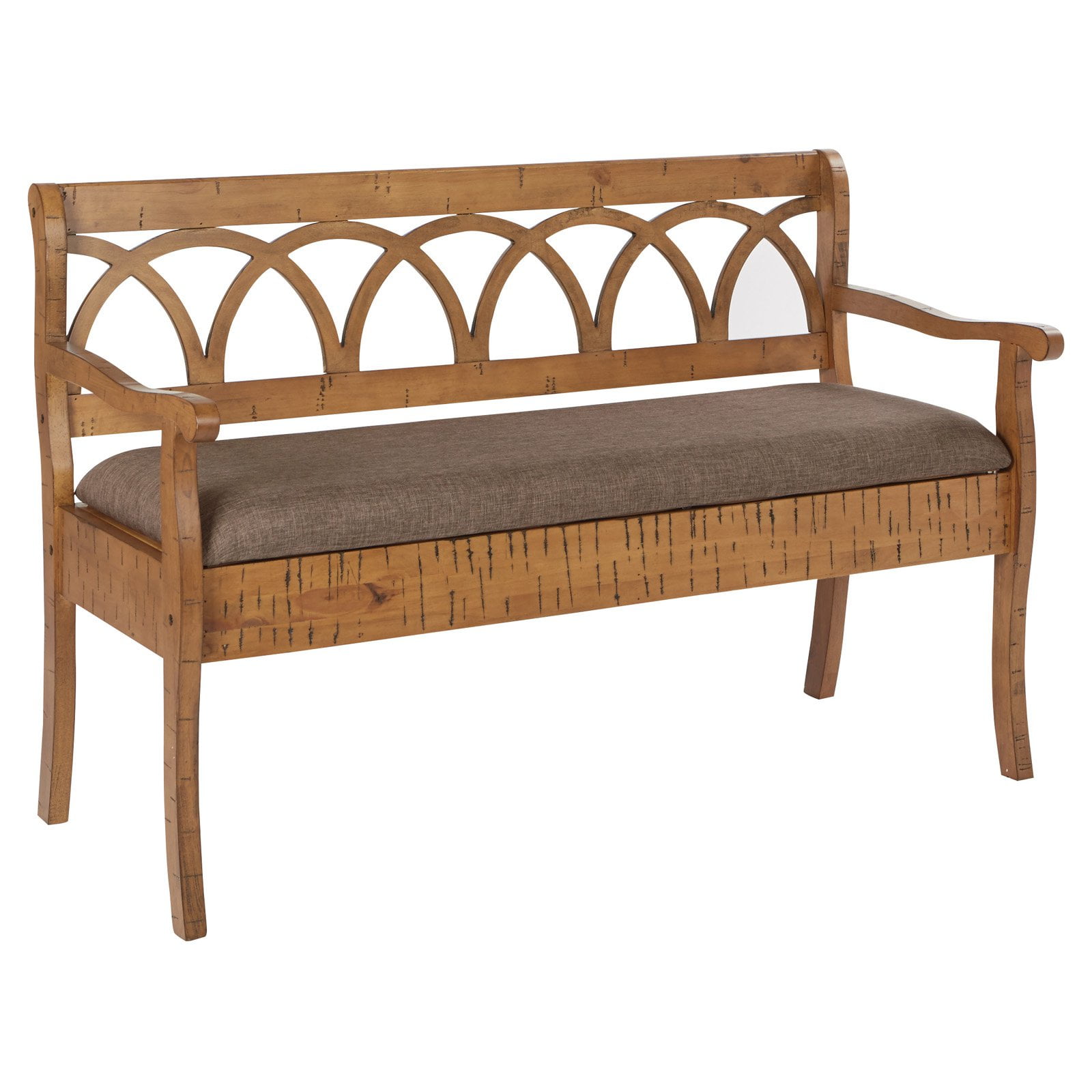 OSP Home Furnishings Coventry Storage Bench in Distressed Toffee Frame ...
