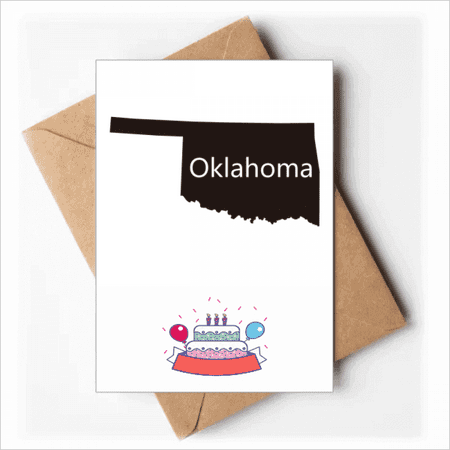 Oklahoma America USA Map Outline Happy Birthday Greeting Cards ...