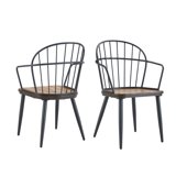 Industrial Dining Chairs with Arched Back, Wooden Seat, Matte Black ...