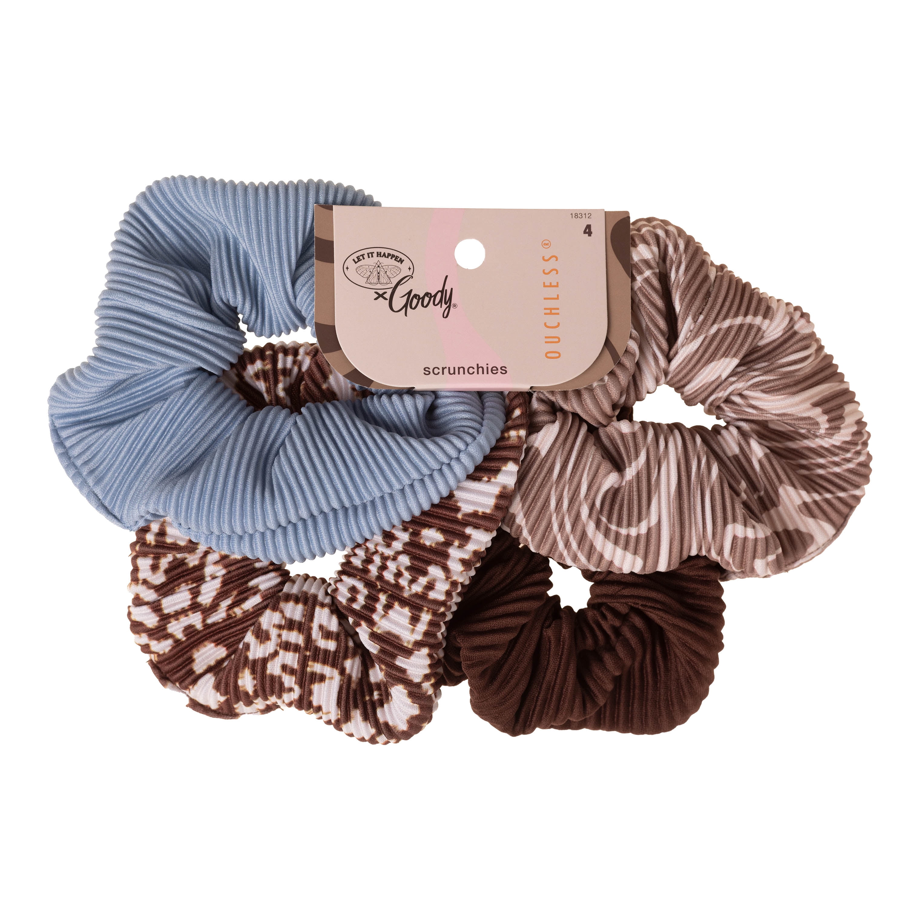 Goody Tru X Let It Happen Collab Ouchless® Pleated Scrunchies, 4 CT ...