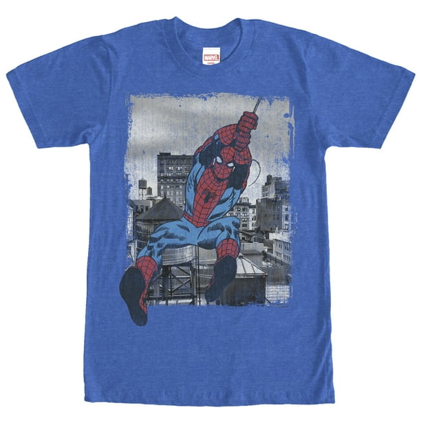 Men's Marvel Spider-man Flight Graphic Tee Royal Blue Heather Large