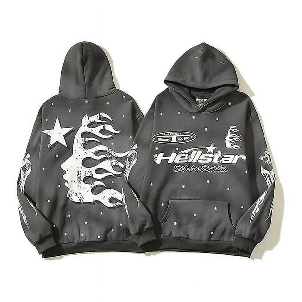 Jacket Hellstar Brainwashed Hoodie Retro Mud Dye Hooded Flocking Men And WomenMGRAY - Walmart.ca