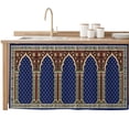 Blue Gold Arched Cabinet Curtains 32" W x 55" L Vintage Ethic ...
