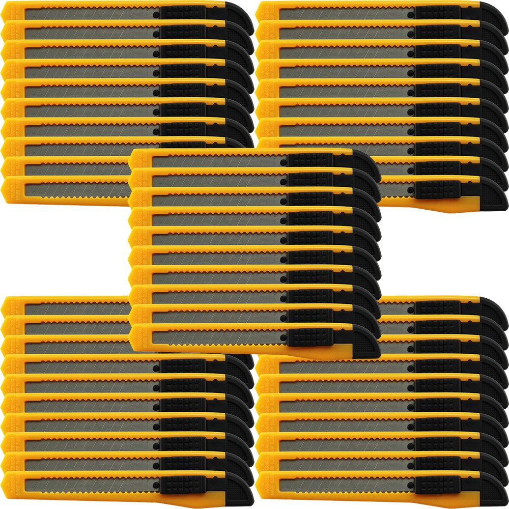 50x Bulk Small Yellow Utility Knife Box Cutters Snap Off Blade 9MM ...
