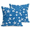 Blue Summer Pillow Covers Set of 2, Starfish Shell Bubble Nautical ...